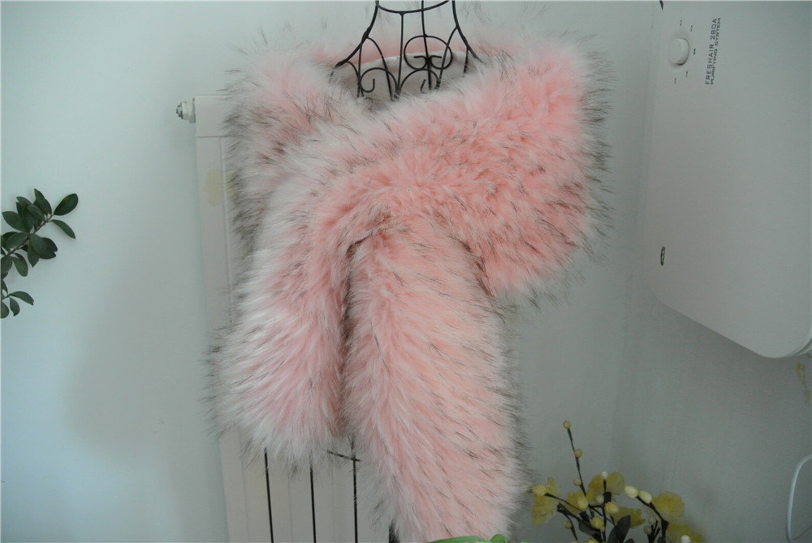 Light Pink With Black Tip Faux Fur Bridal Wrap Fur Wrap Bridal - Etsy