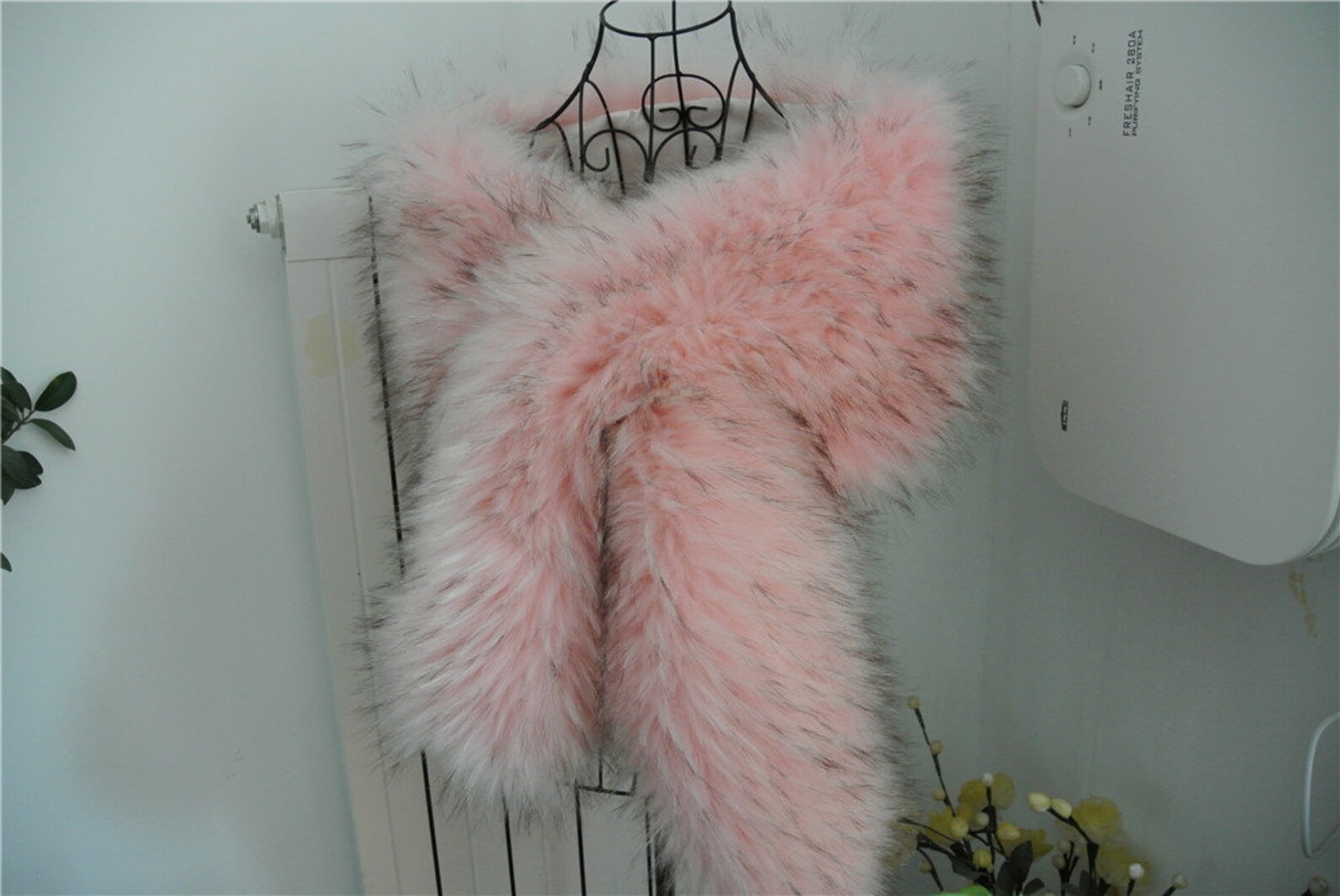 Light Pink With Black Tip Faux Fur Bridal Wrap Fur Wrap Bridal - Etsy