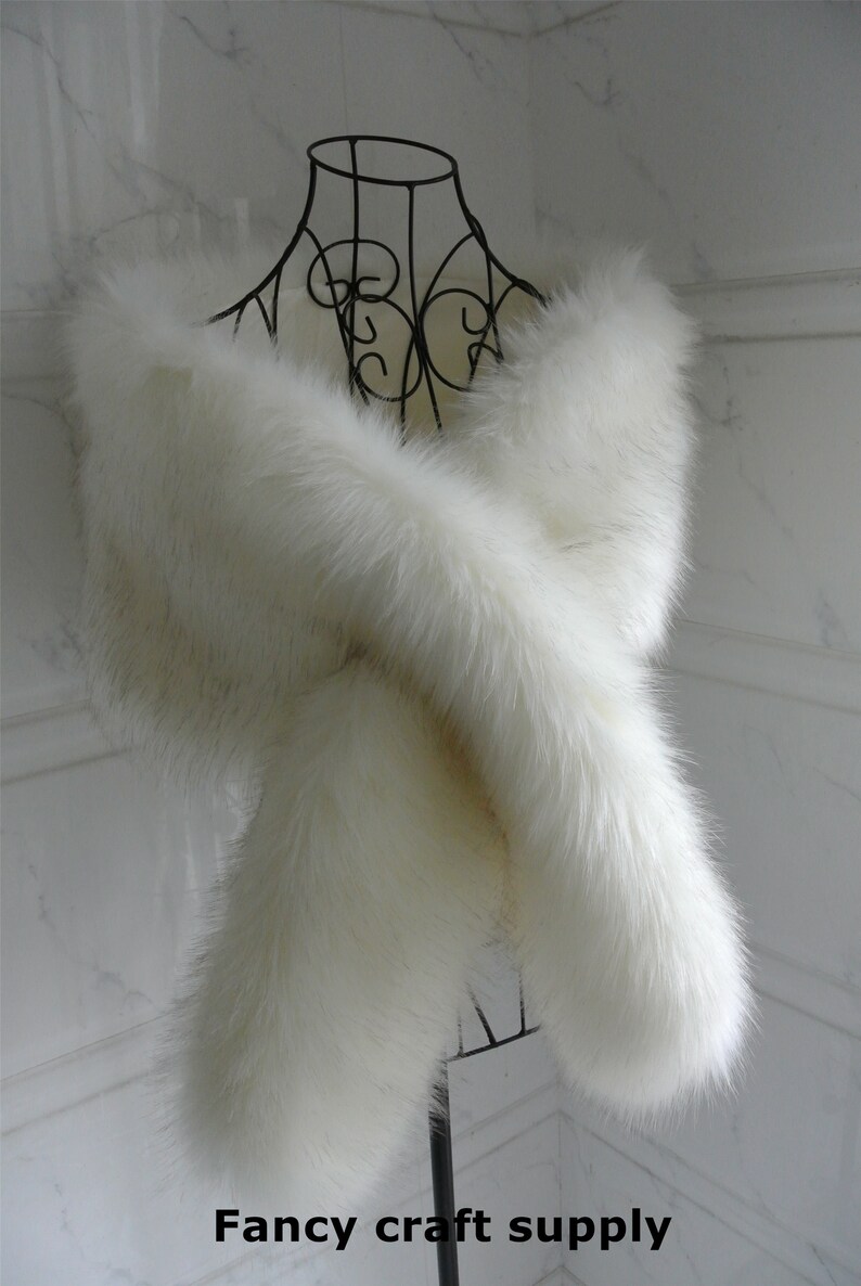Ivory/white With Brown Tip Faux Fur Bridal Wrap Fur Wrap | Etsy