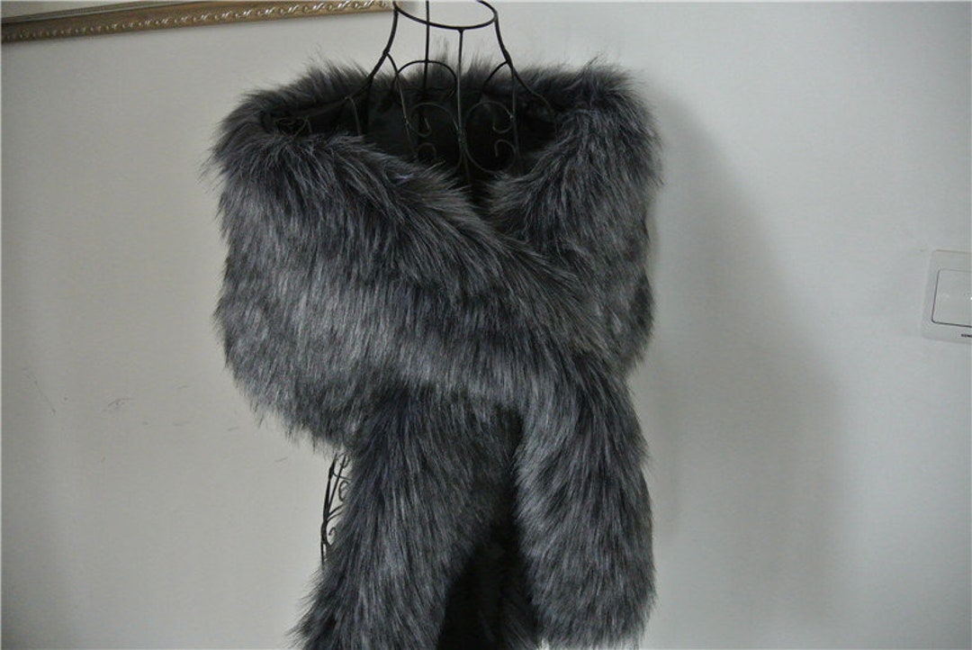 Dark Gray Faux Fur Bridal Wrap Fur Wrap Bridal Faux Fur Stole - Etsy