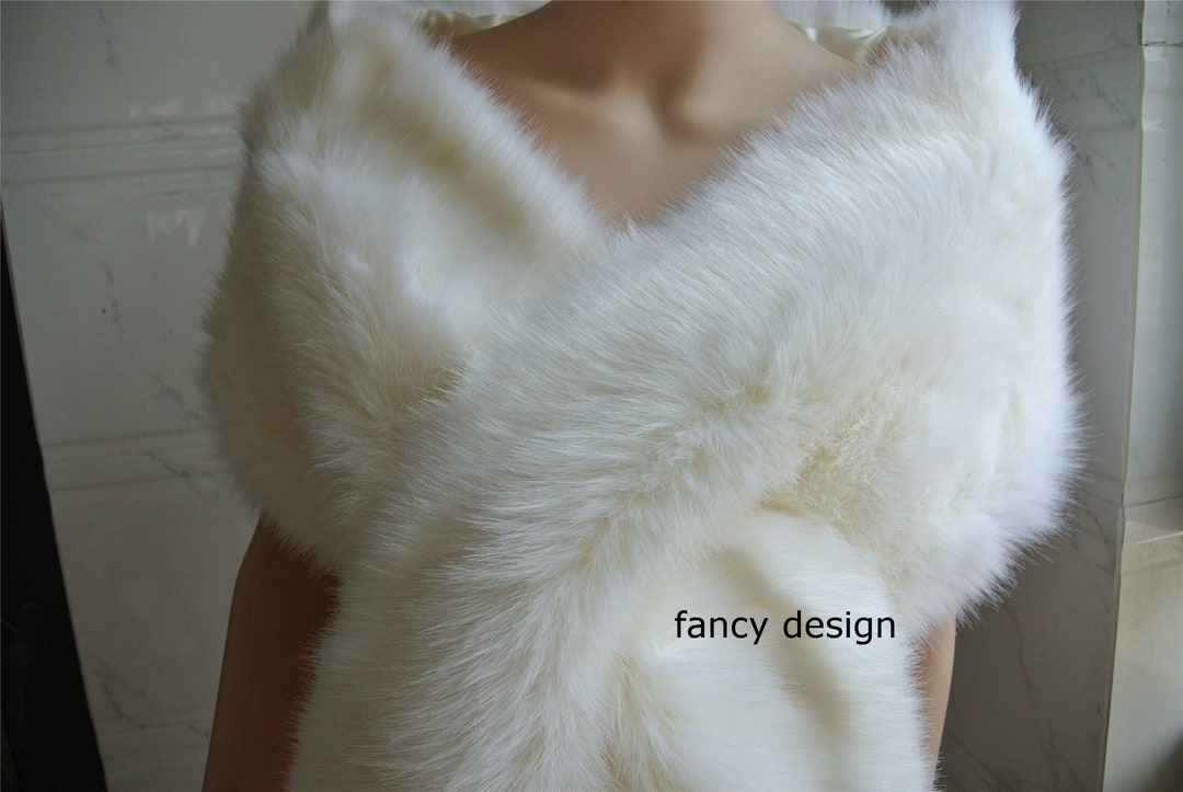 Light Ivory Faux Fur Bridal Wrap Bridal Faux Fur Stole Bridal Fur Shawl ...
