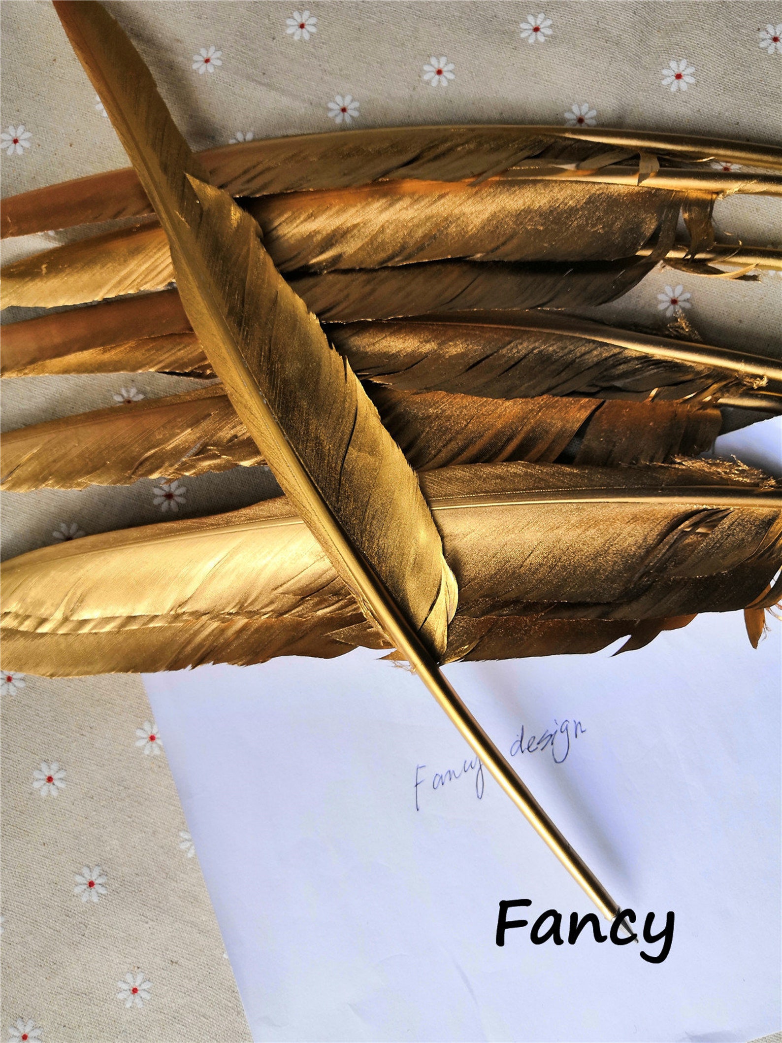 5 Pcs Gold Wedding Feather Ballpoint Pen Golden Wedding Pen - Etsy