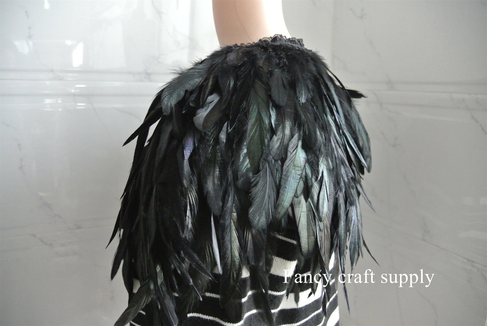 Red Feather Cape Black Feathered Collar Feather Cape Gothic Feather ...