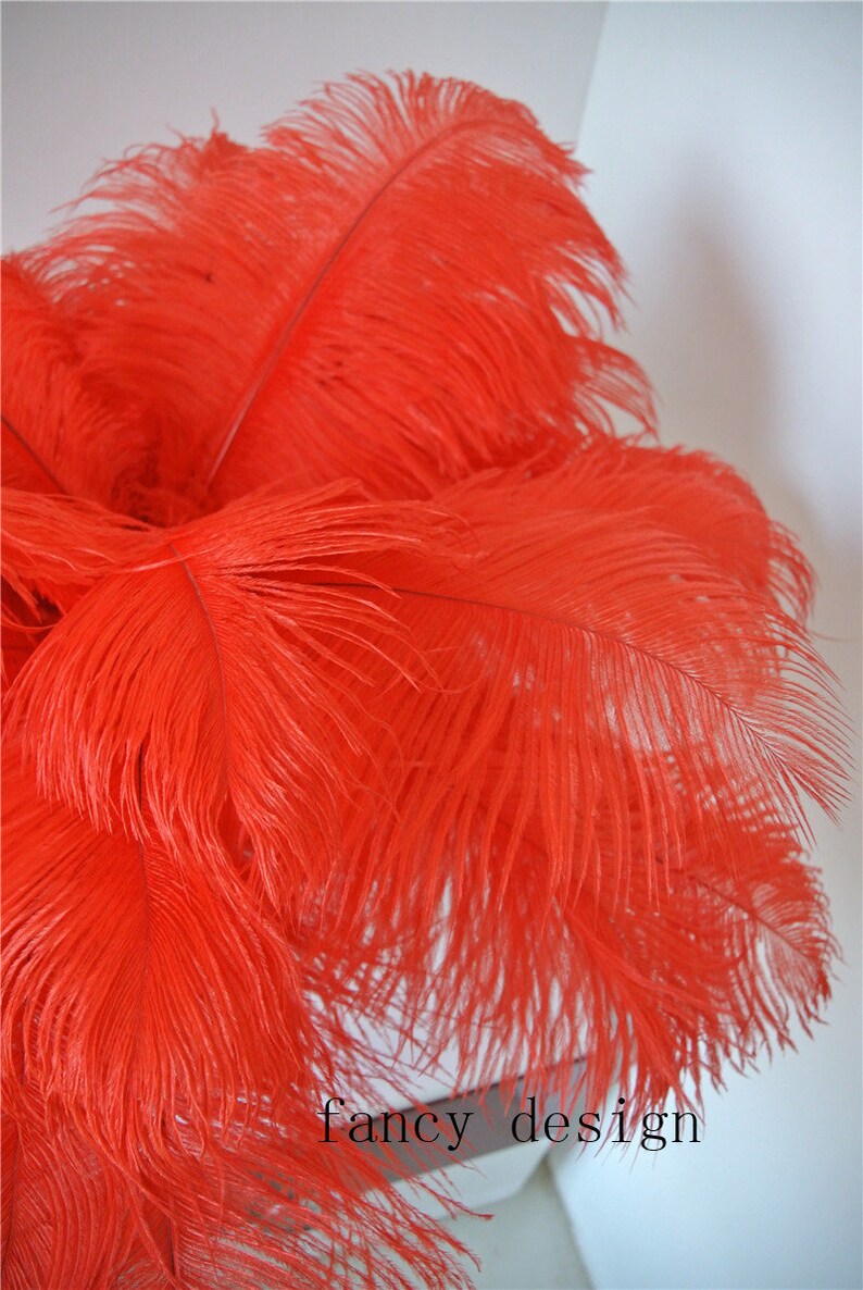 Red 5-22inch Ostrich Feather Ostrich Plume 100 Pcs for Wedding Party ...