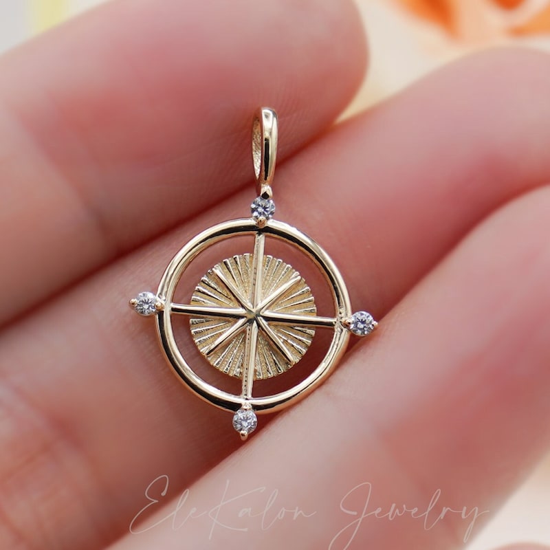 Gold Compass Pendant - Etsy