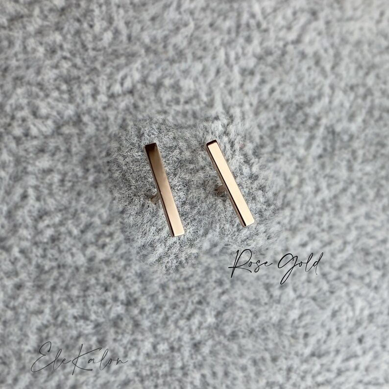 Gold Bar Stud Earrings 10k Solid Gold Bar Earrings T Bar - Etsy