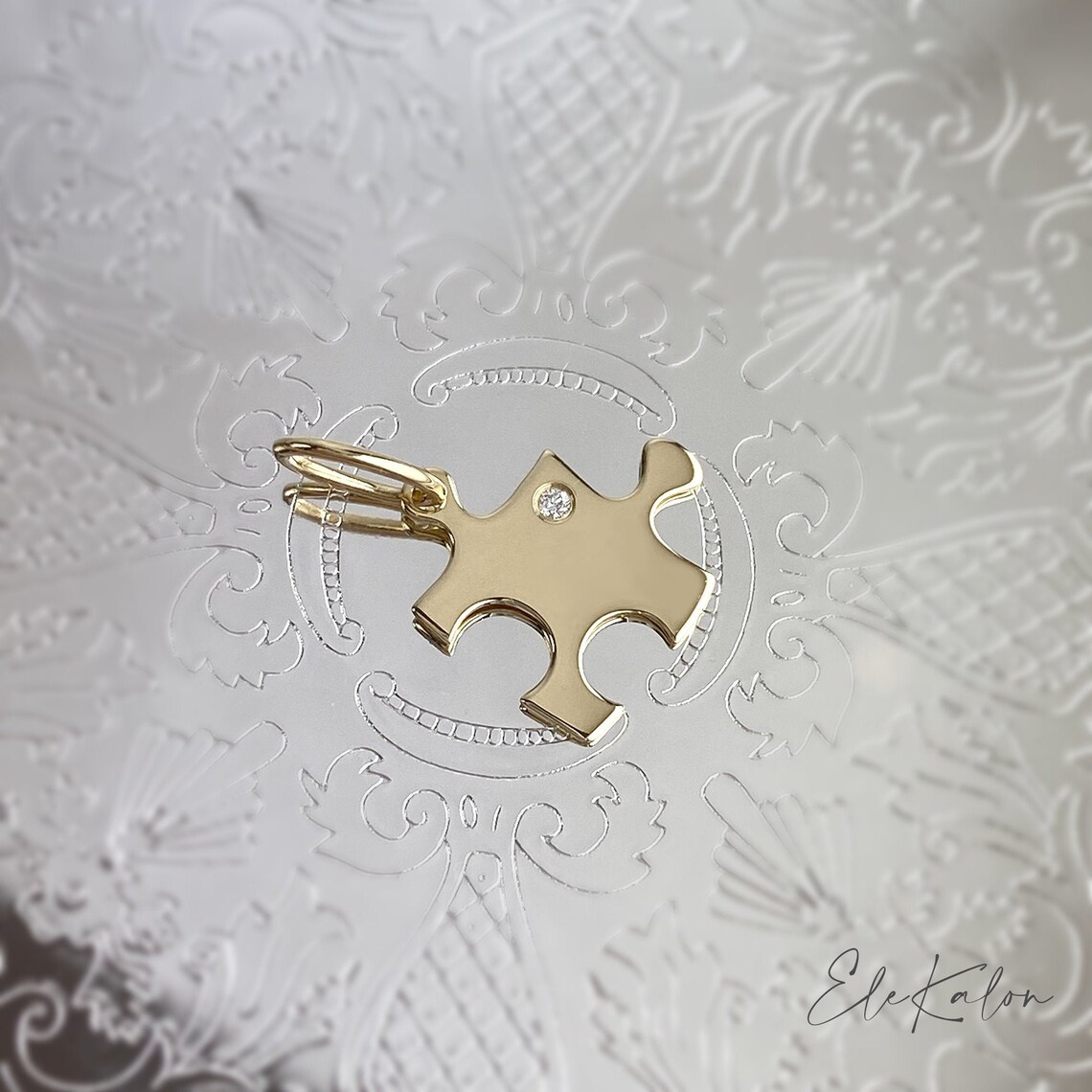 18K Solid Gold Puzzle Pendant Puzzle Necklace Puzzle charm | Etsy