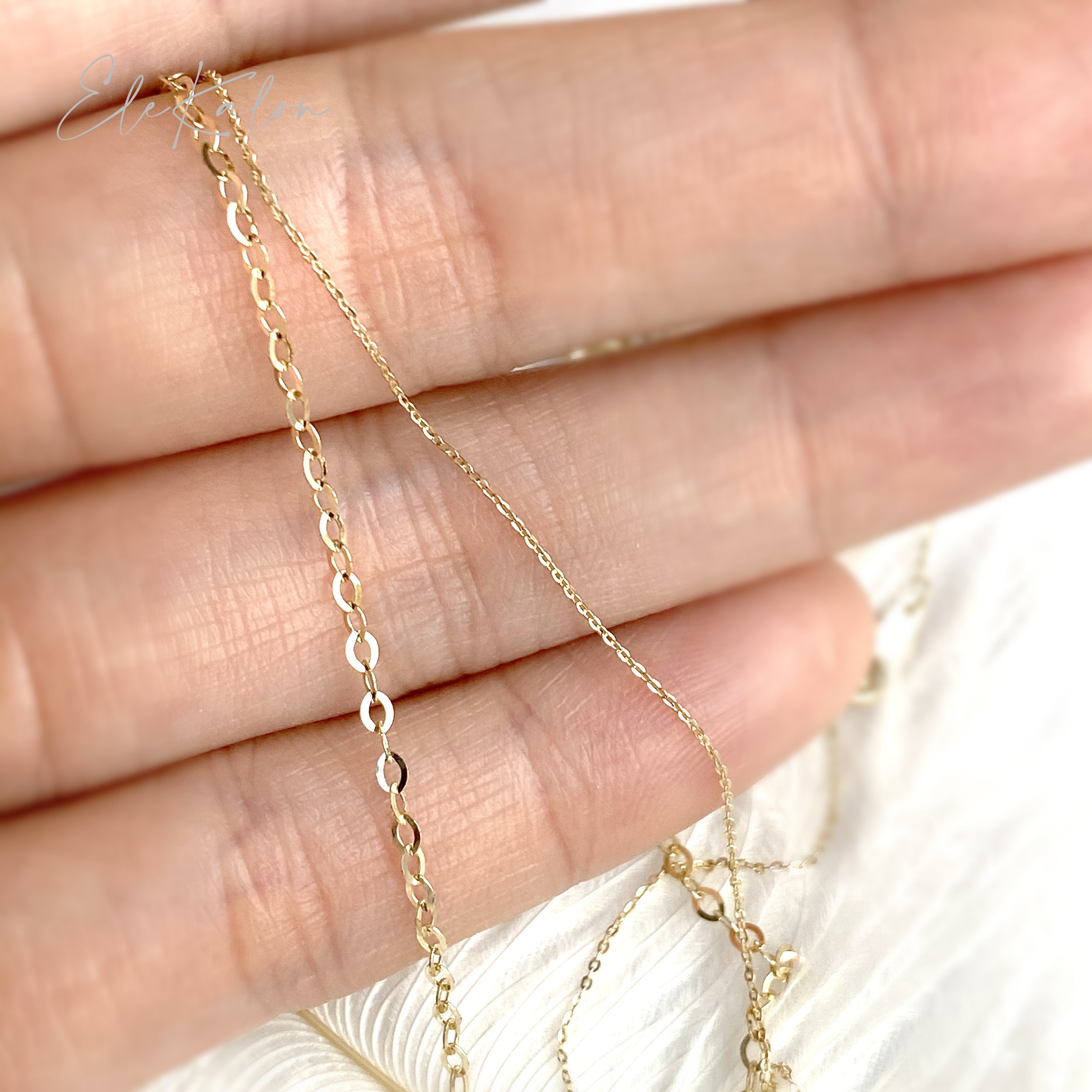 Solid Gold Chain 14K Cable Chain Thin Gold Chain Dainty Chain Necklace Stacking Chain Necklace Layering Chain Thick Gold Chain
