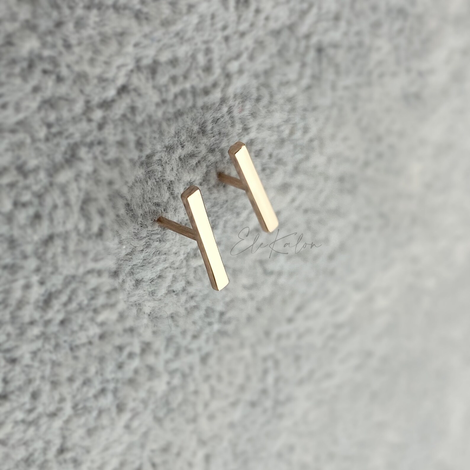 Gold Bar Stud Earrings 10k Solid Gold Bar Earrings T Bar - Etsy