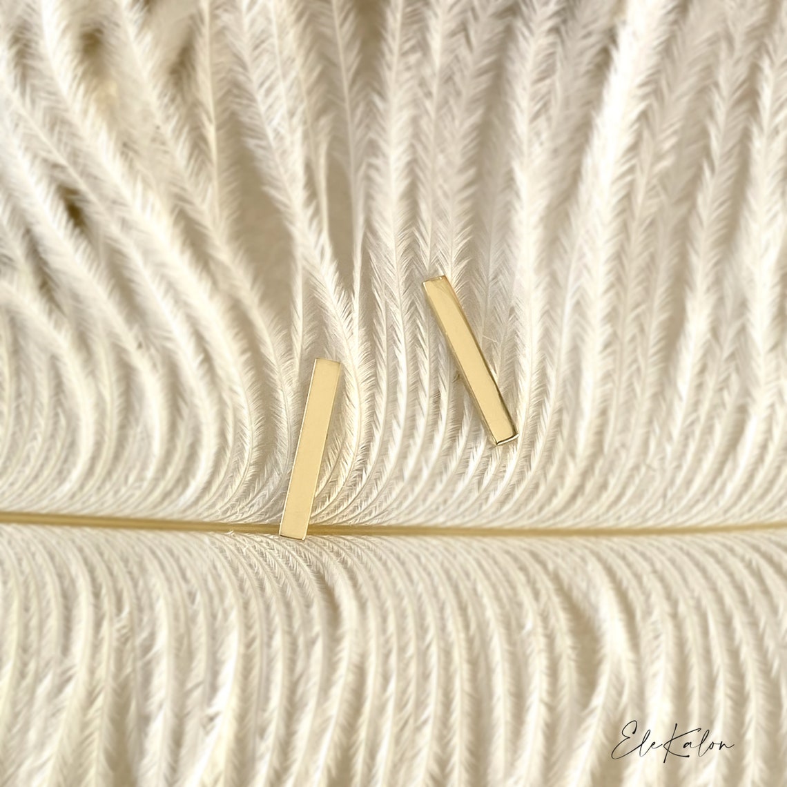 Gold Bar Stud Earrings 10k Solid Gold Bar Earrings T Bar - Etsy