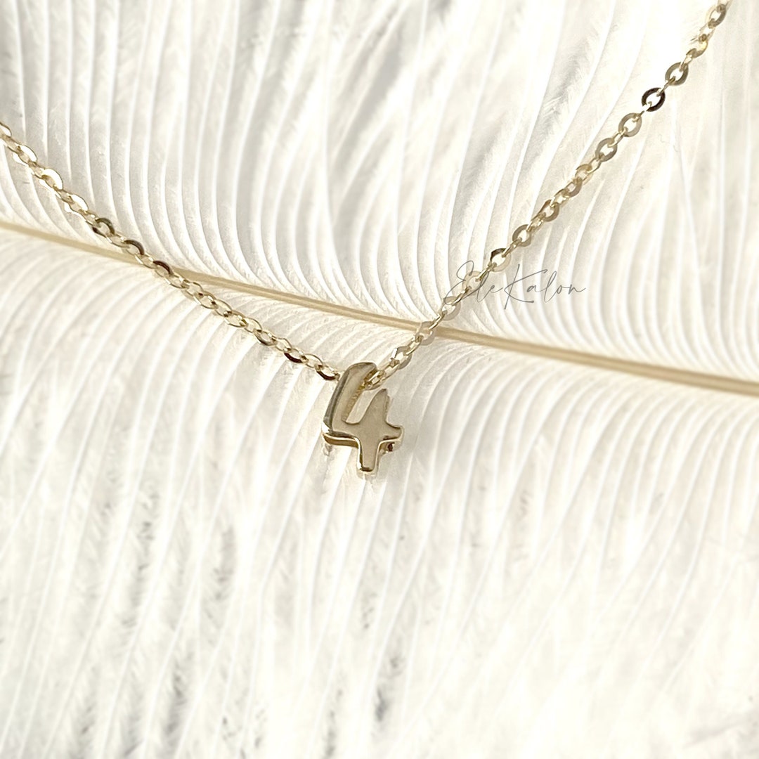 14K Solid Gold Number Pendant: Personalized Lucky Number Necklace - Etsy