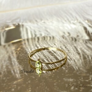 10K Gold Pear Gemstone Ring: Delicate Stacking Ring - Etsy