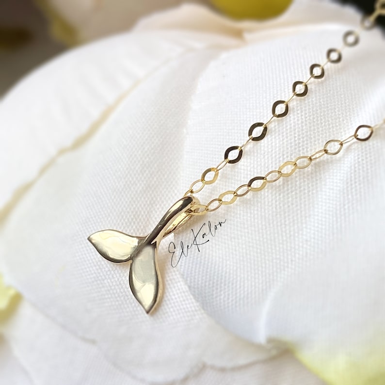 14K Solid Gold Fish Tail Pendant Whale Pendant Whale Tail - Etsy