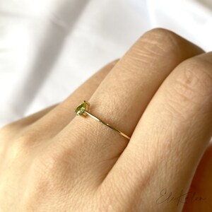 10K Gold Pear Gemstone Ring: Delicate Stacking Ring - Etsy