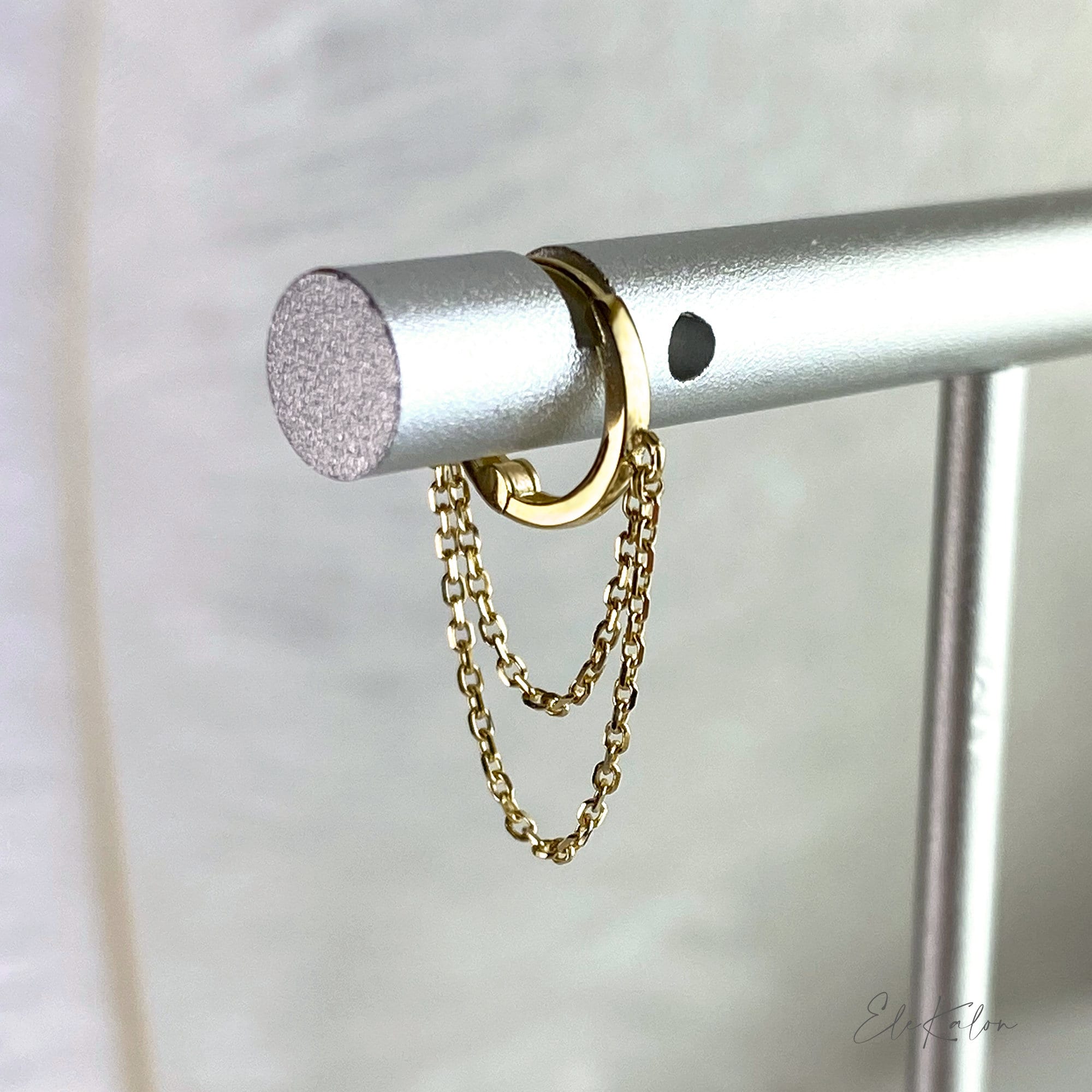 9K Solid Gold Chain Hoop Earrings Chain Huggie Hoops Hoop - Etsy Canada