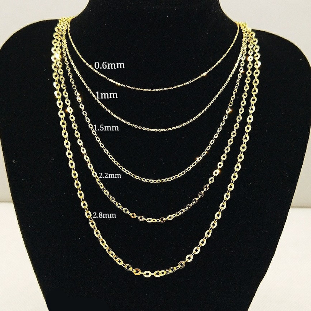 14K Solid Yellow Gold Cable Chain: Dainty Stacking Necklace - Etsy