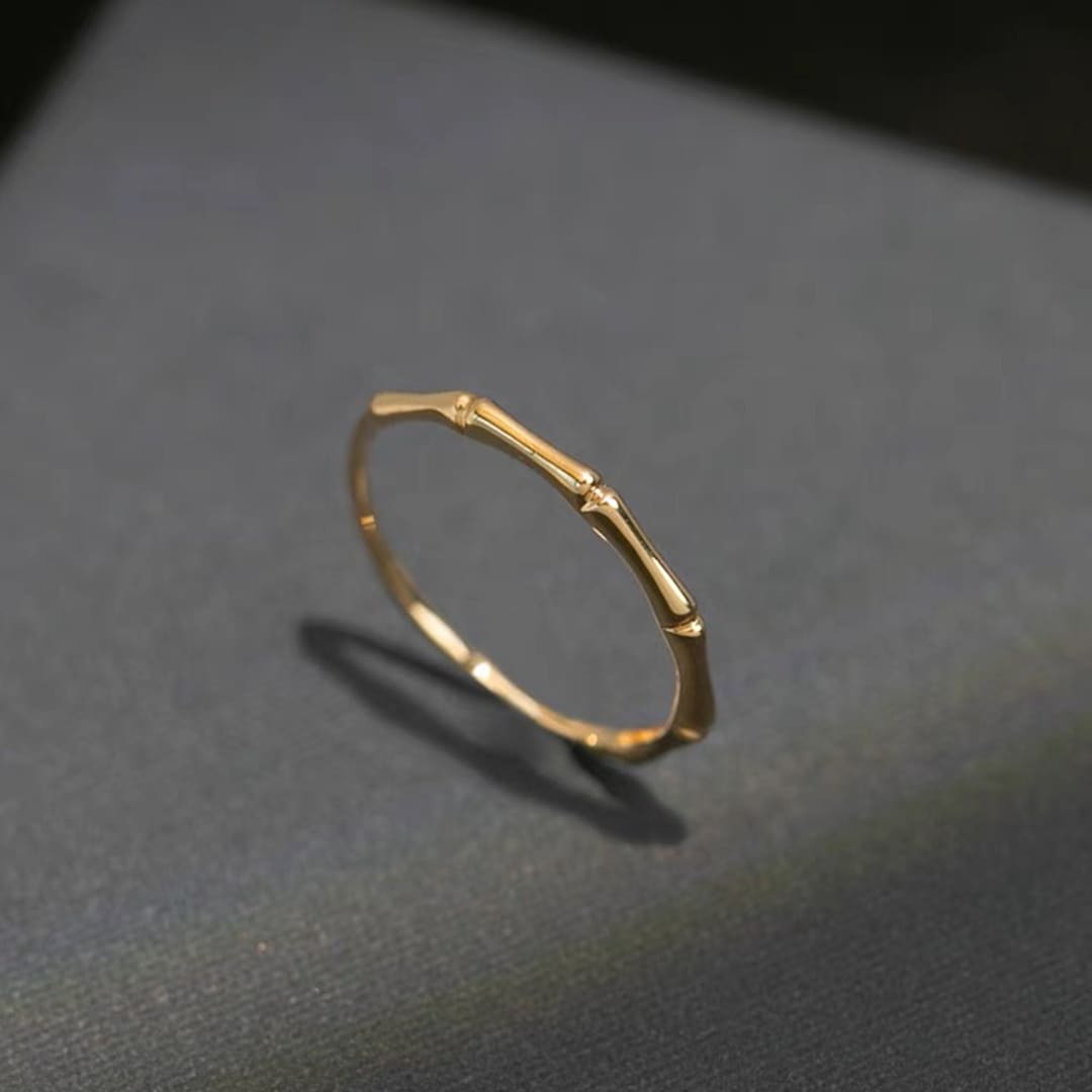 14K Solid Gold Bamboo Ring, Bamboo Jewelry, Branch Ring, Bamboo Tree ...