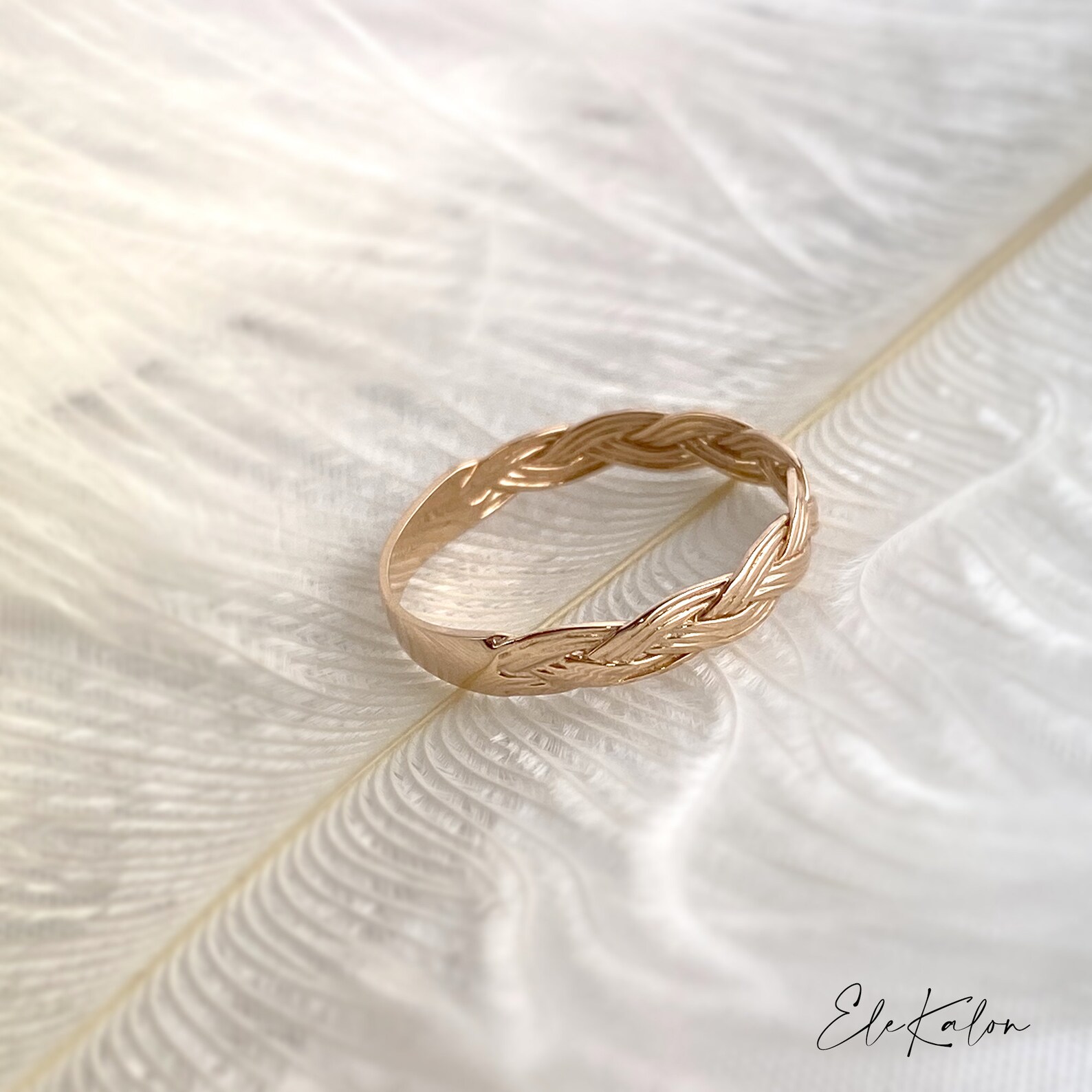 14K Solid Gold Braided Ring Dainty Braided Band Ring - Etsy