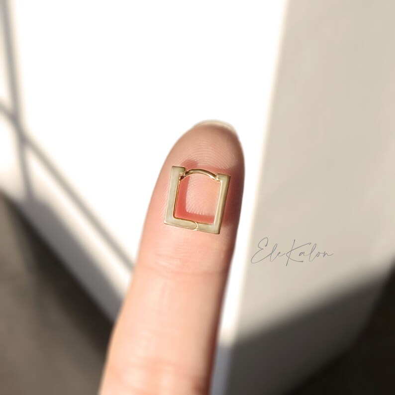 10K Solid Gold Hoop Earrings Square Hoop Earrings Geometric - Etsy