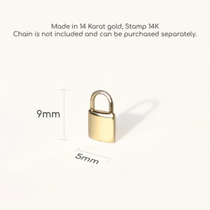 14K Solid Gold Padlock Pendant, Dainty Padlock Necklace, Padlock Charm ...