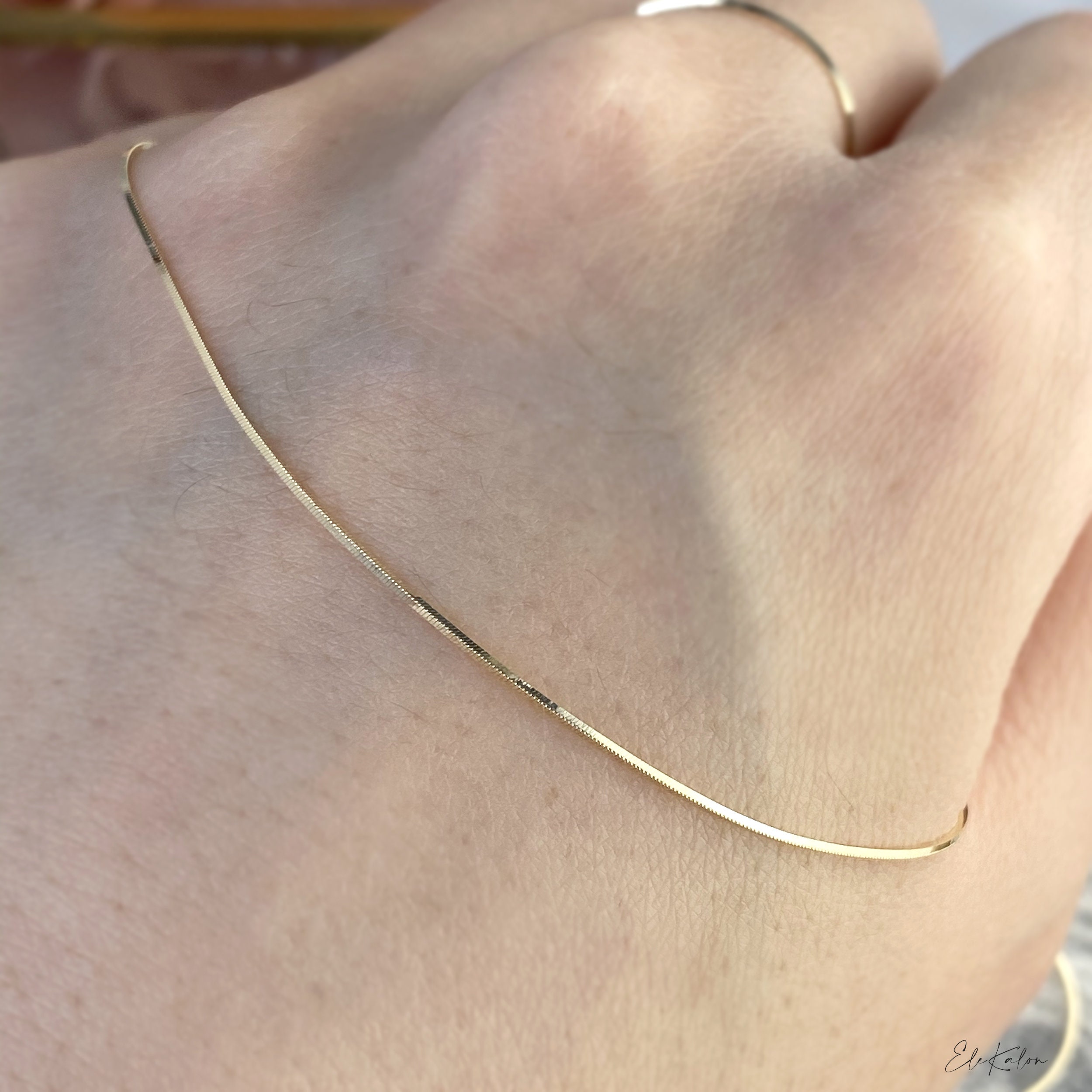 14K Solid Gold Snake Chain Square Snake Chain Shining Chain - Etsy