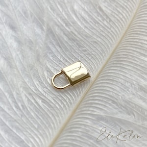 14K Solid Gold Padlock Pendant, Dainty Padlock Necklace, Padlock Charm ...