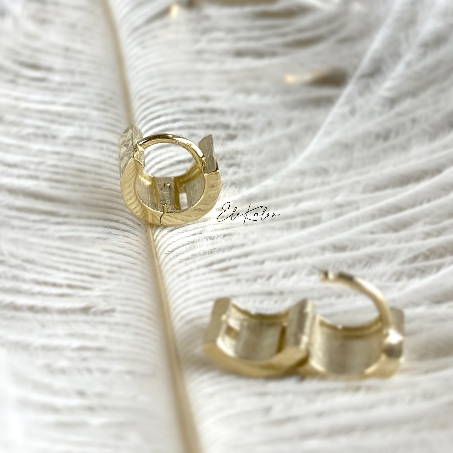 14K Solid Yellow Gold Cartilage Earrings Helix Hoop Wide - Etsy