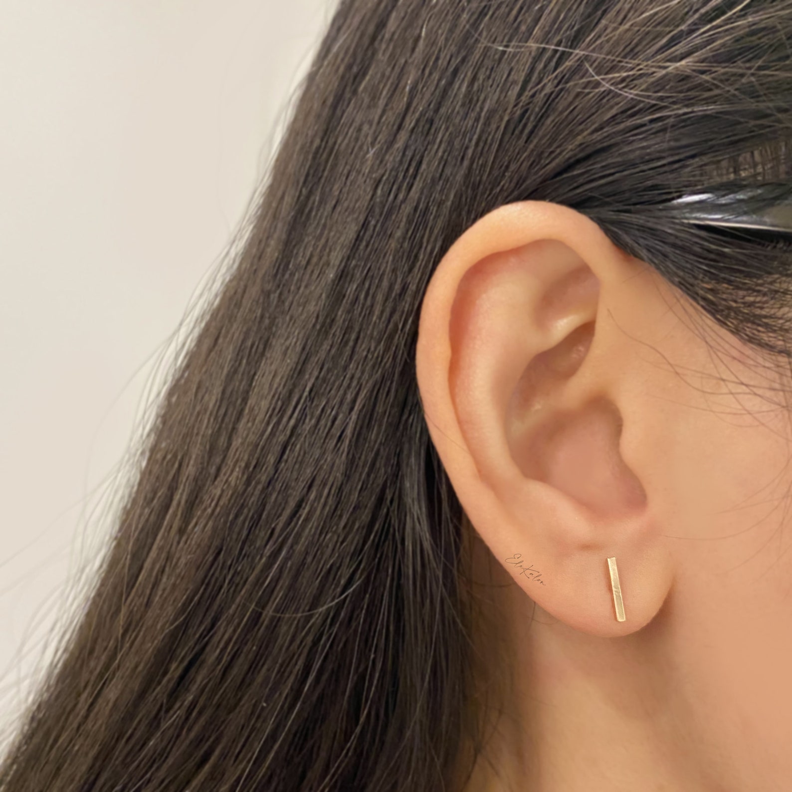 Gold Bar Stud Earrings 10k Solid Gold Bar Earrings T Bar - Etsy