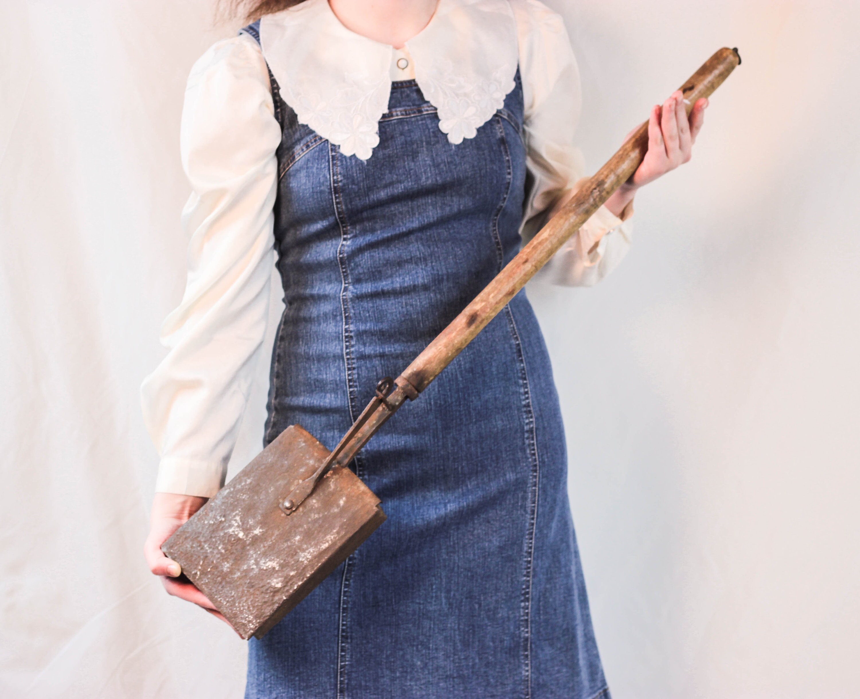 Antique Ember Carrier on a Wooden Handle Rustic Home Tools Historic ...