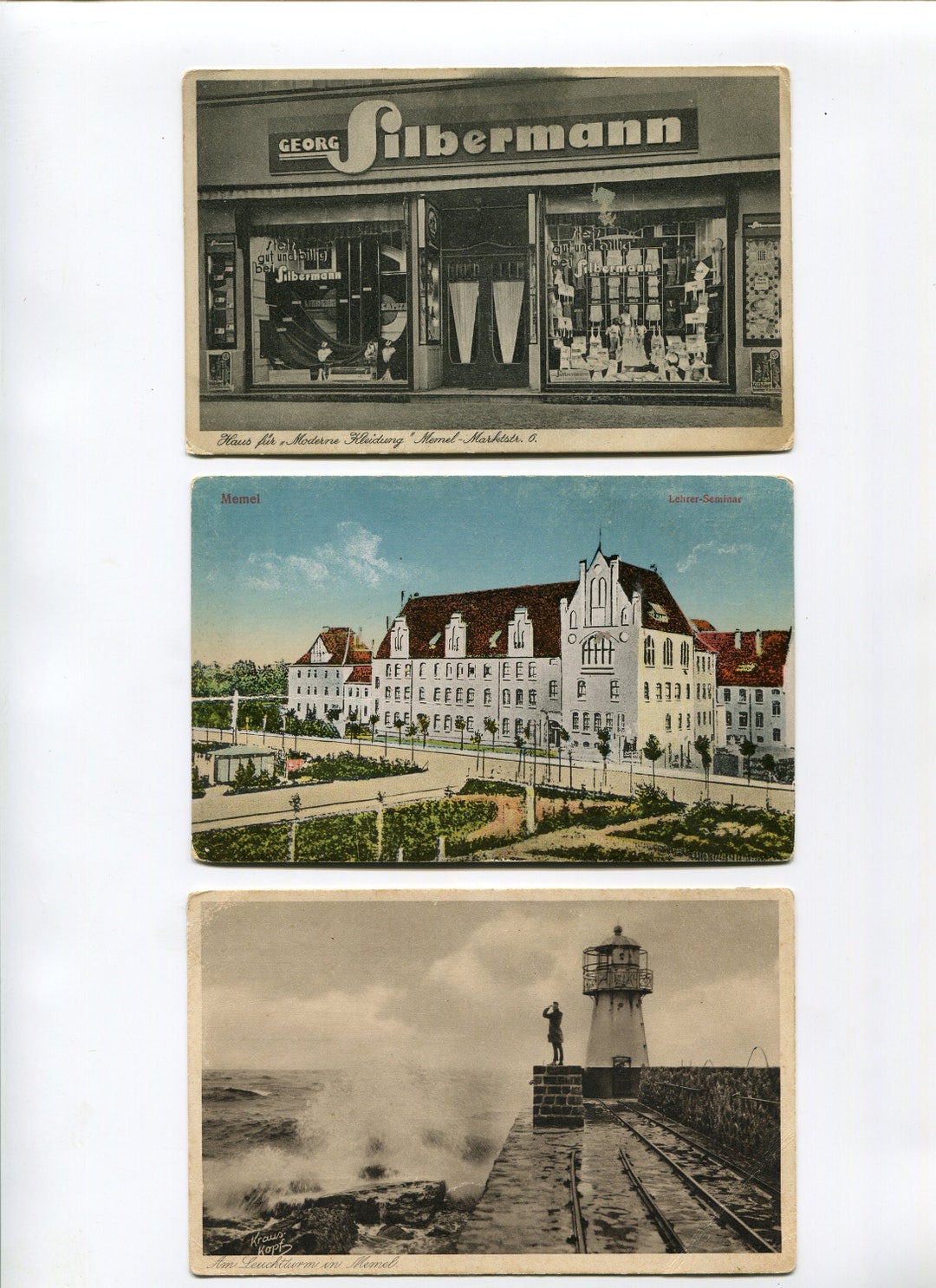 Set of Old Memel Postcards, Interwar Klaipeda, Baltic Sea, Georg ...