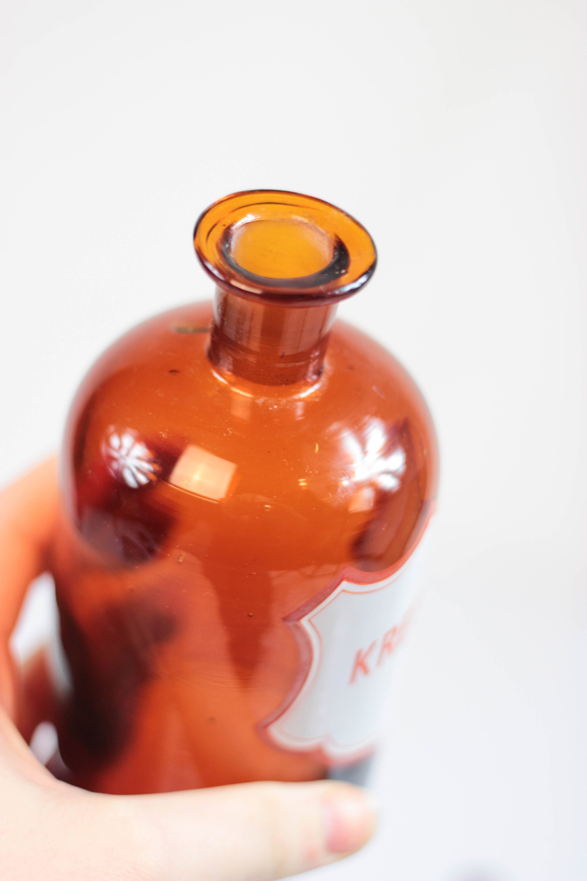 Vintage Kreosot Pharmacy Bottle Brown Glass Jar Hexagonal Lid Swiss ...