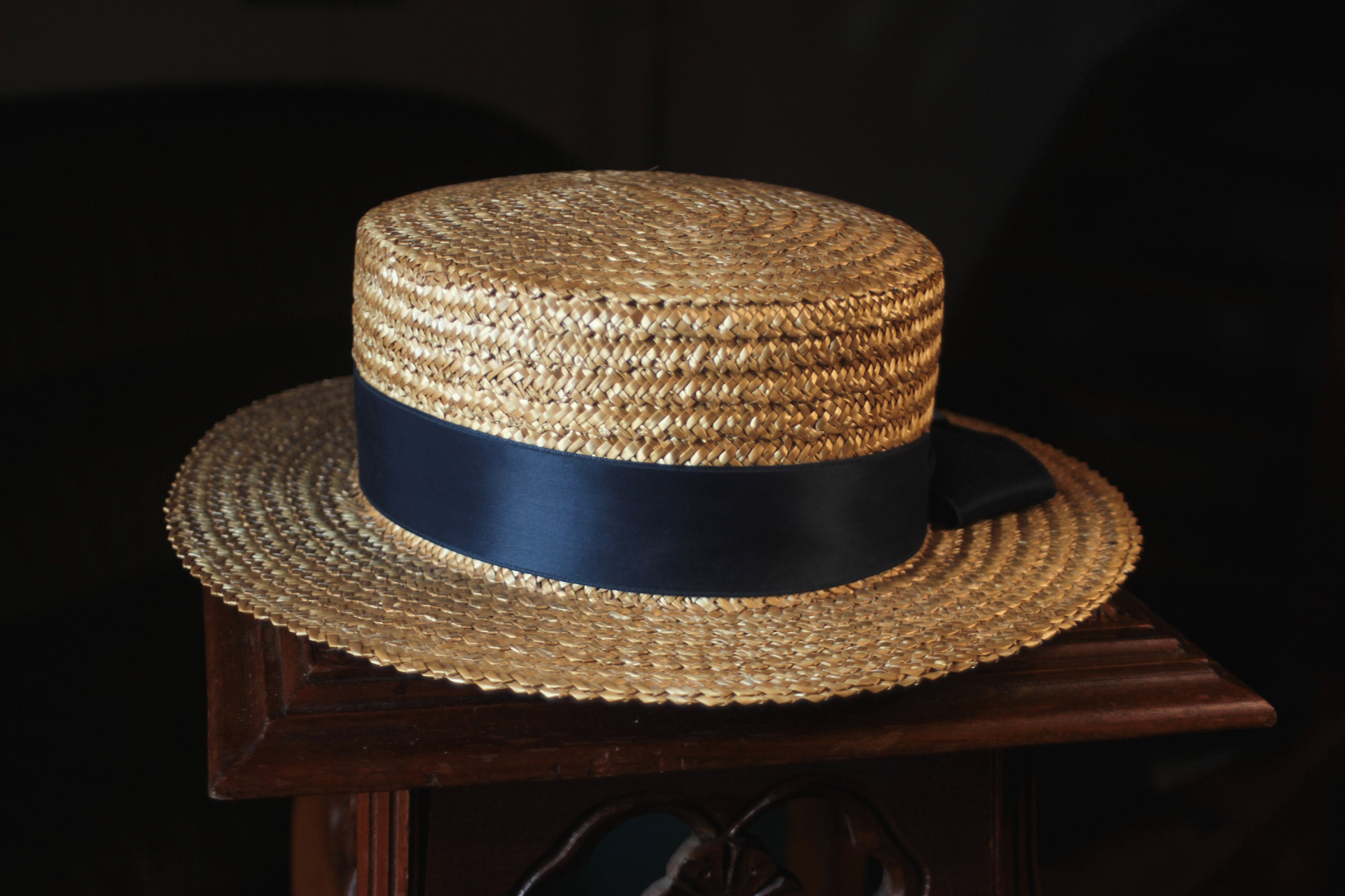 Vintage Antique Boater Hat in Natural Straw From France Size 57 , Very ...