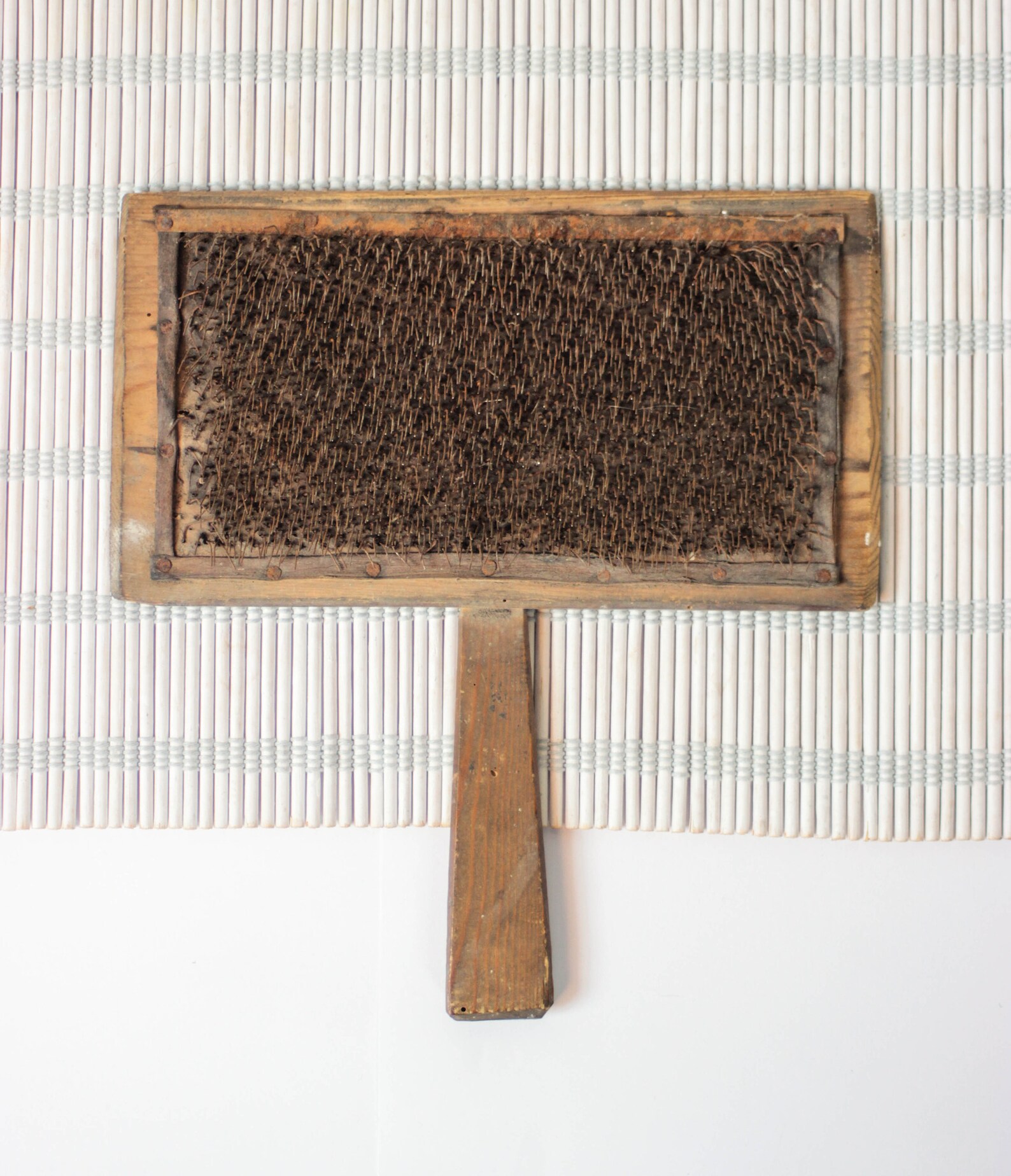 Antique Rustic Wool Carder Brush Paddle Comb Cotton Carder Whittemore ...