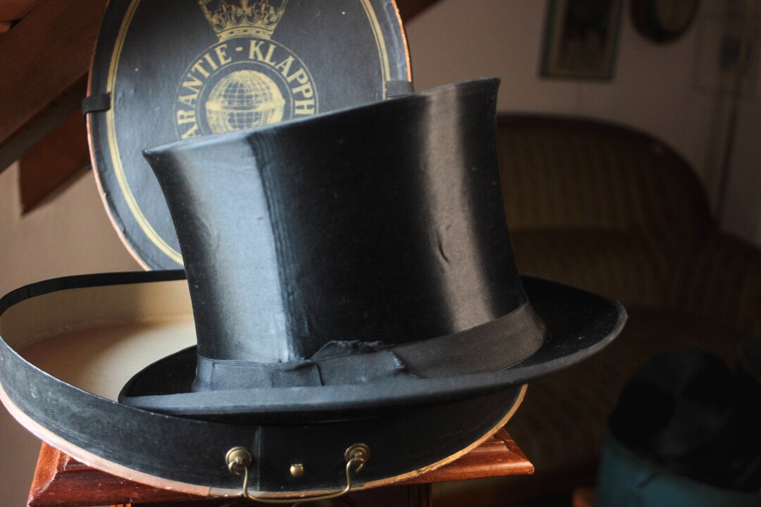 1800s Black Silk Top Hat in Original Box Collapsible - Etsy