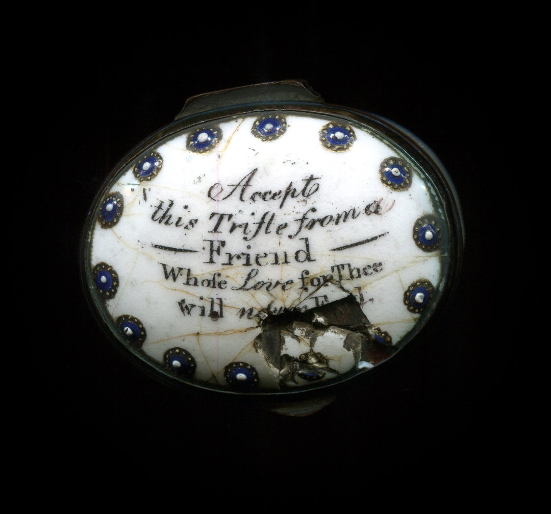 Georgian Enamel Patch Box, accept This Trifle From a Friend Whose Love ...