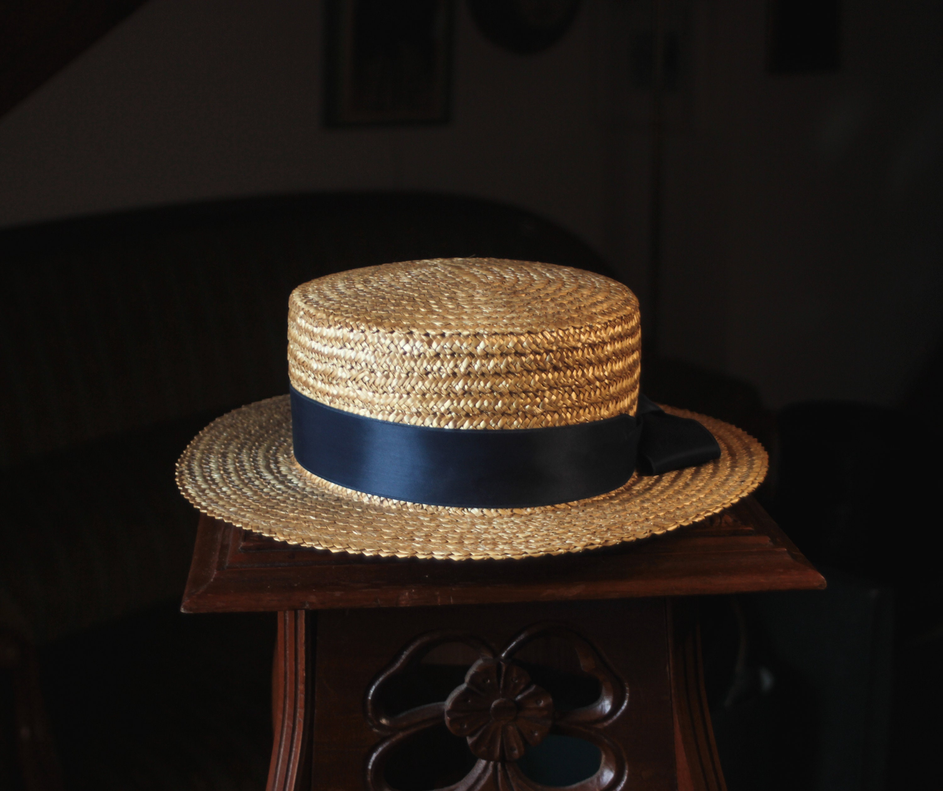 Vintage Antique Boater Hat in Natural Straw From France Size 57 , Very ...