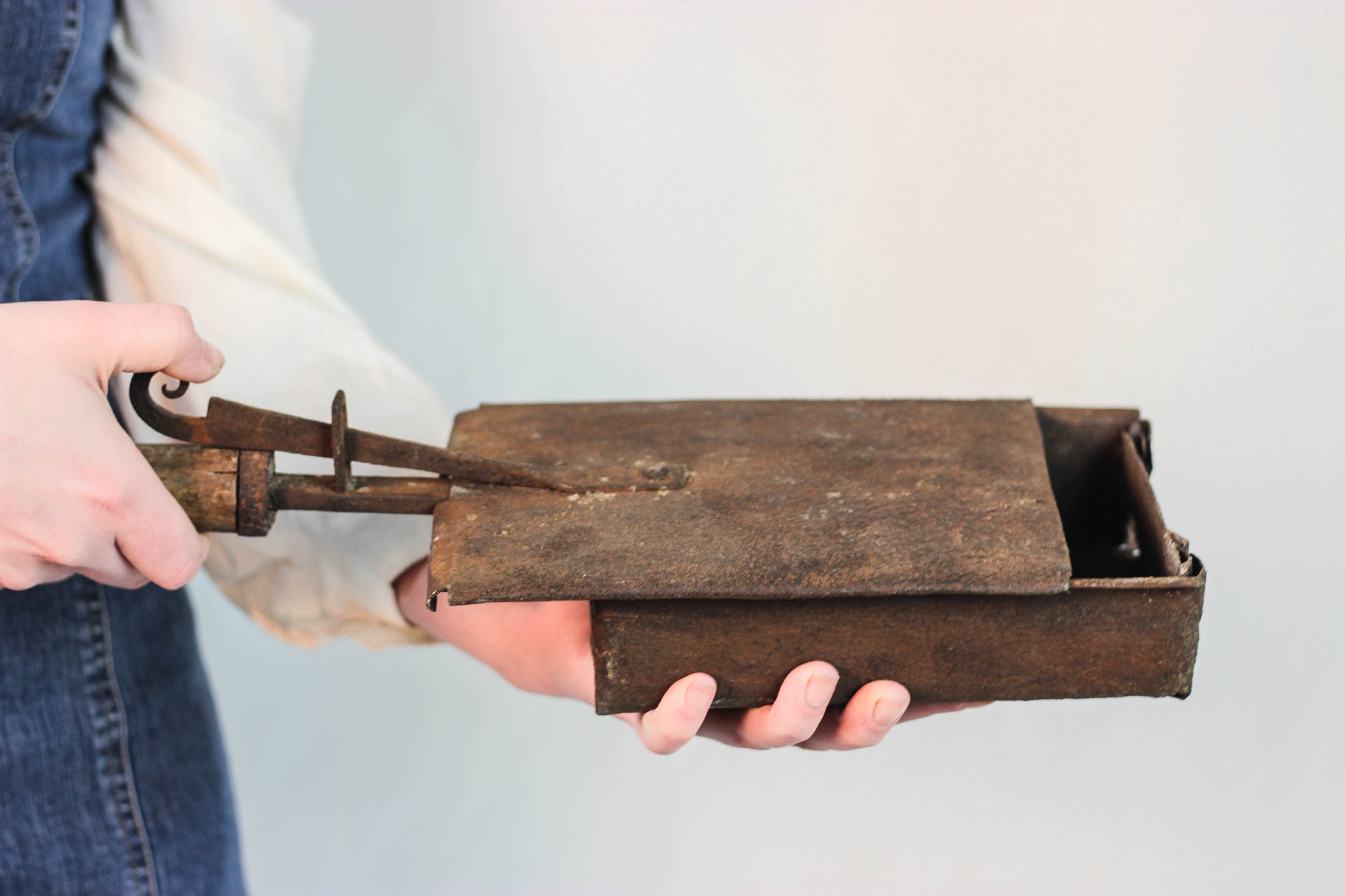 Antique Ember Carrier on a Wooden Handle Rustic Home Tools Historic ...