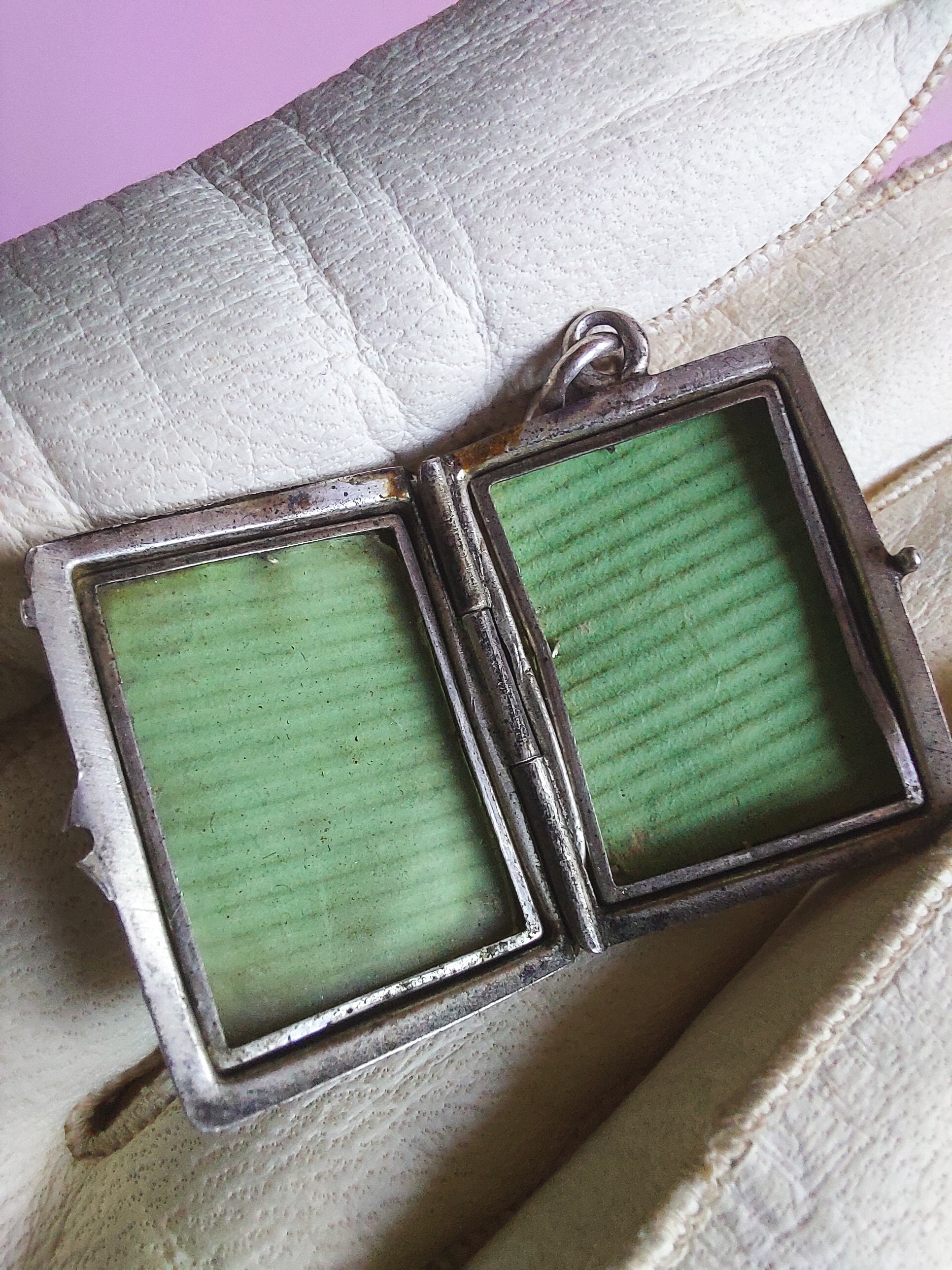 Victorian Silver Book Shaped Locket With Glass and Shield Emblem ...