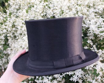1800s Black Silk Top Hat in Original Box Collapsible Cylinder Opera Hat ...
