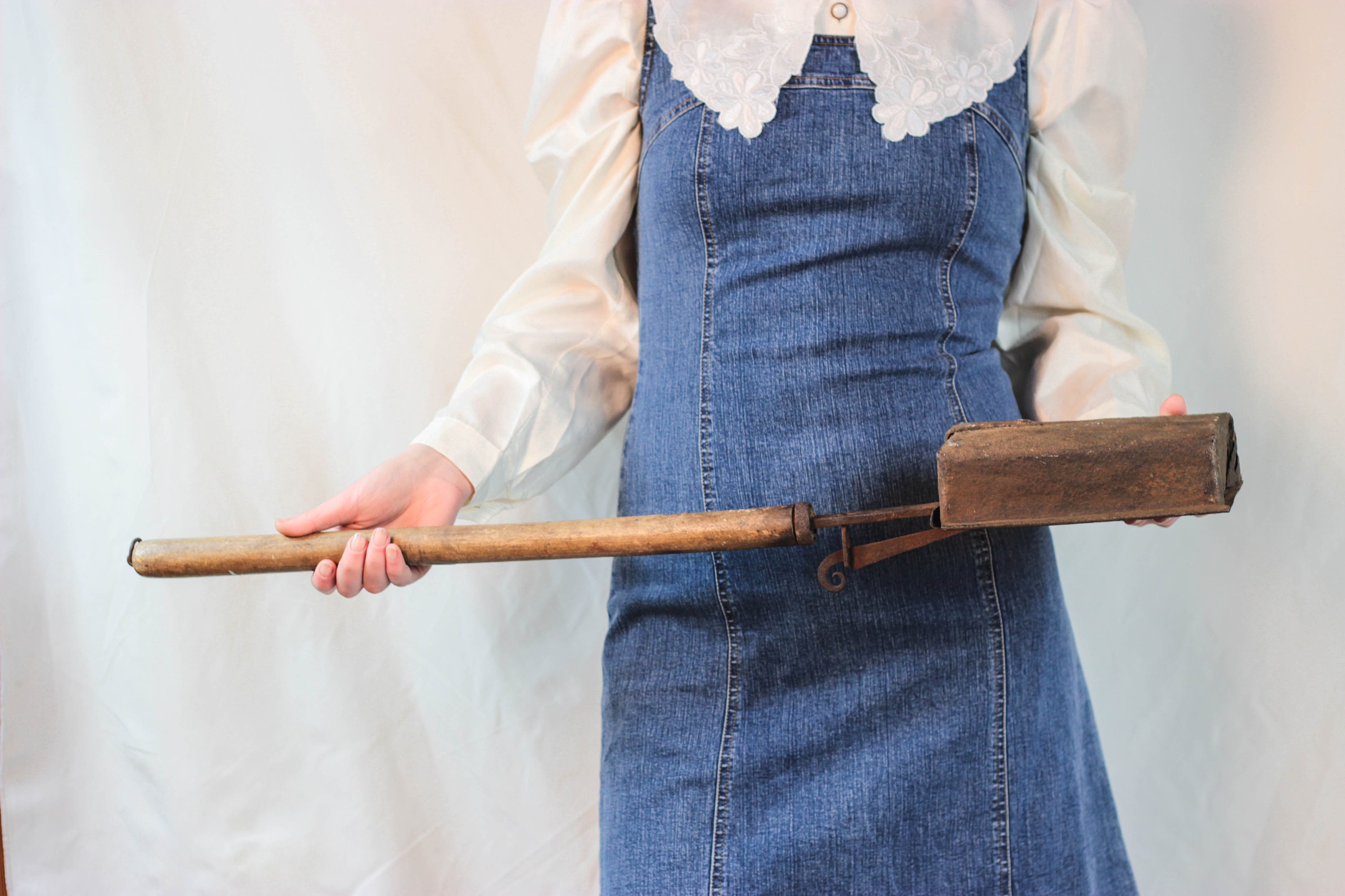 Antique Ember Carrier on a Wooden Handle Rustic Home Tools - Etsy