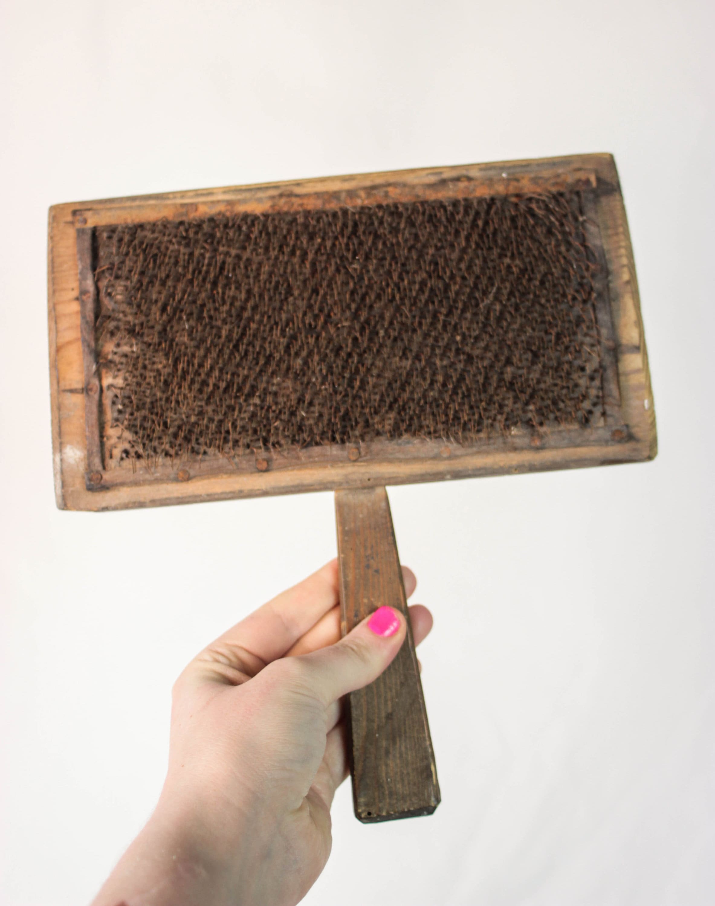 Antique Rustic Wool Carder Brush Paddle Comb Cotton Carder Whittemore ...