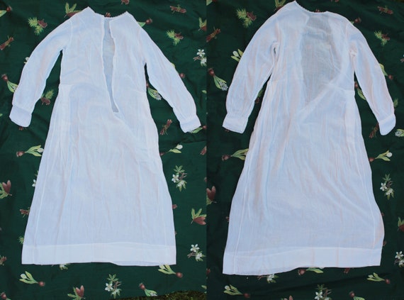 Antique Edwardian long white cotton robe underdress o… - Gem