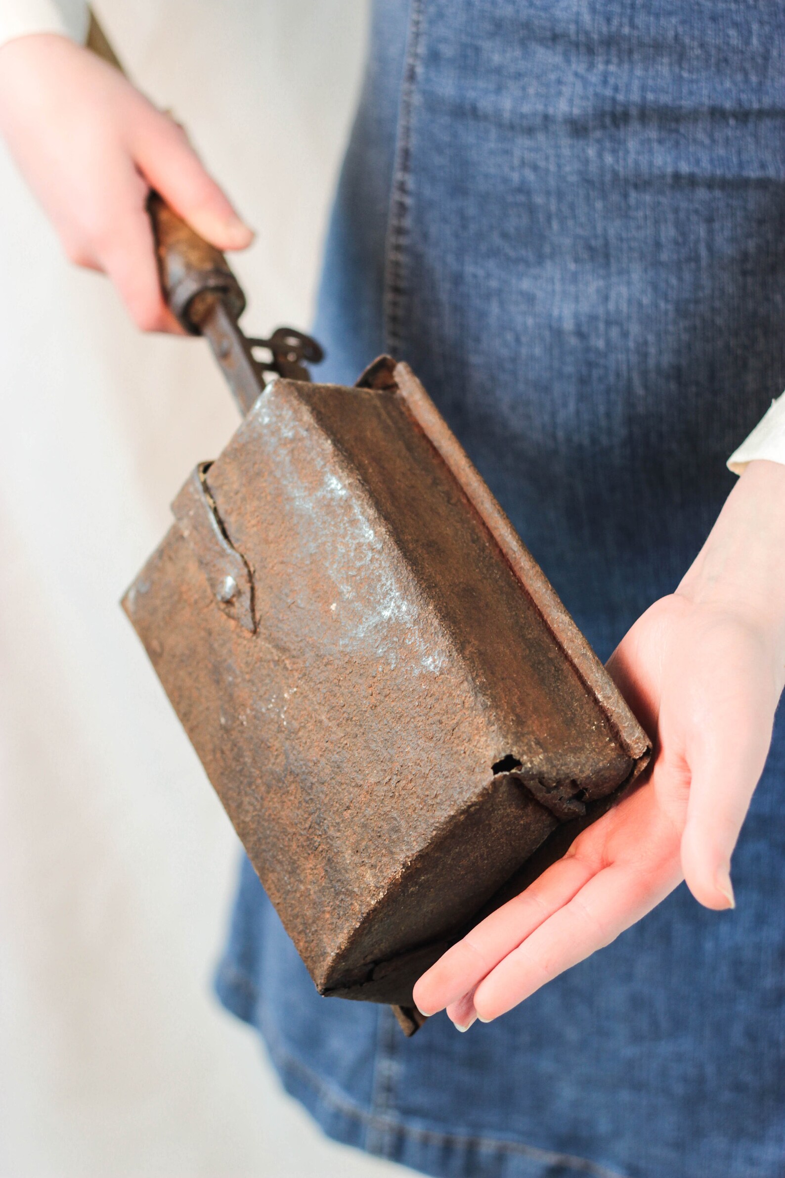 Antique Ember Carrier on a Wooden Handle Rustic Home Tools Historic ...