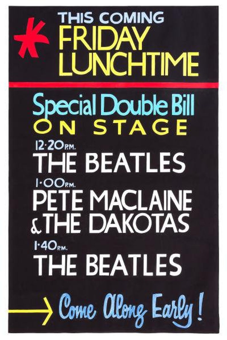 The Beatles Poster Friday Lunchtime Cavern Club A4 Print Vintage ...