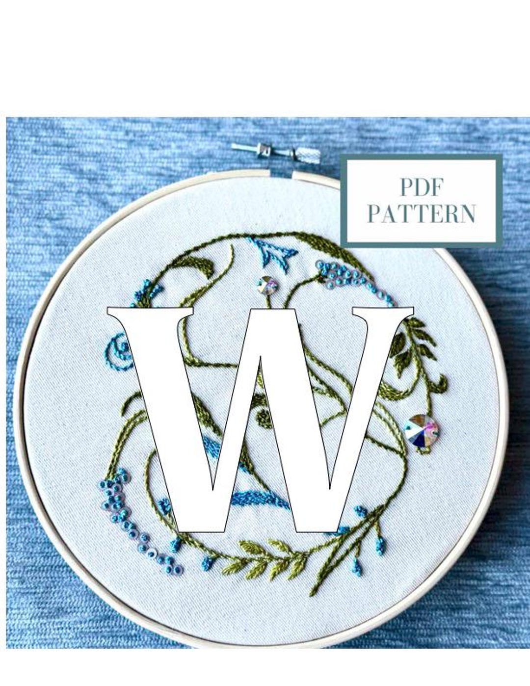 Letter V Pattern, Embroidery PDF Pattern, PDF Embroidery Download ...