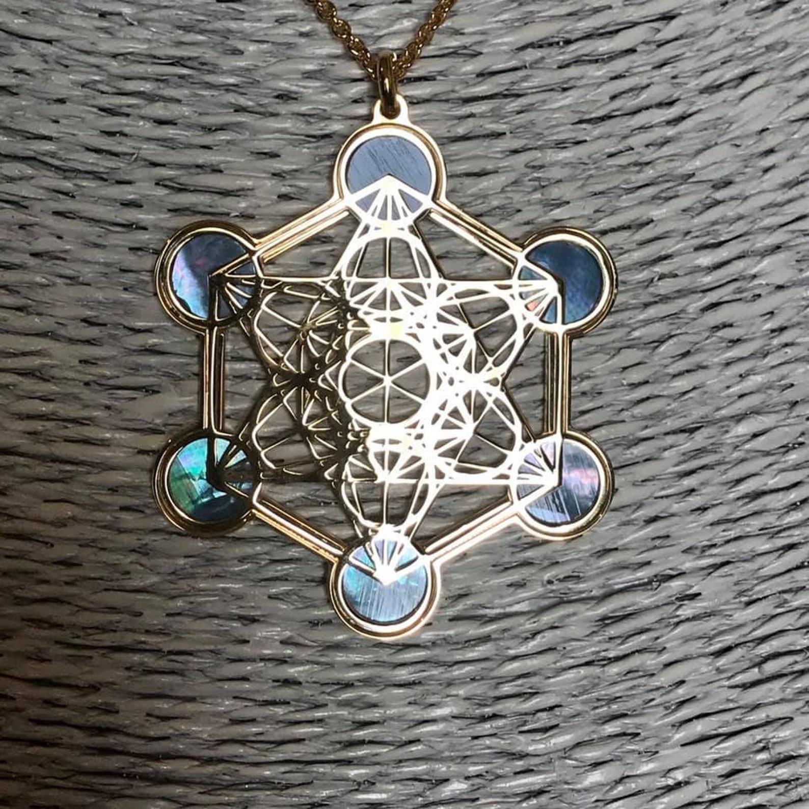 Metatron in 24 Carat Gold on 925 Silver and Blu Mother of - Etsy