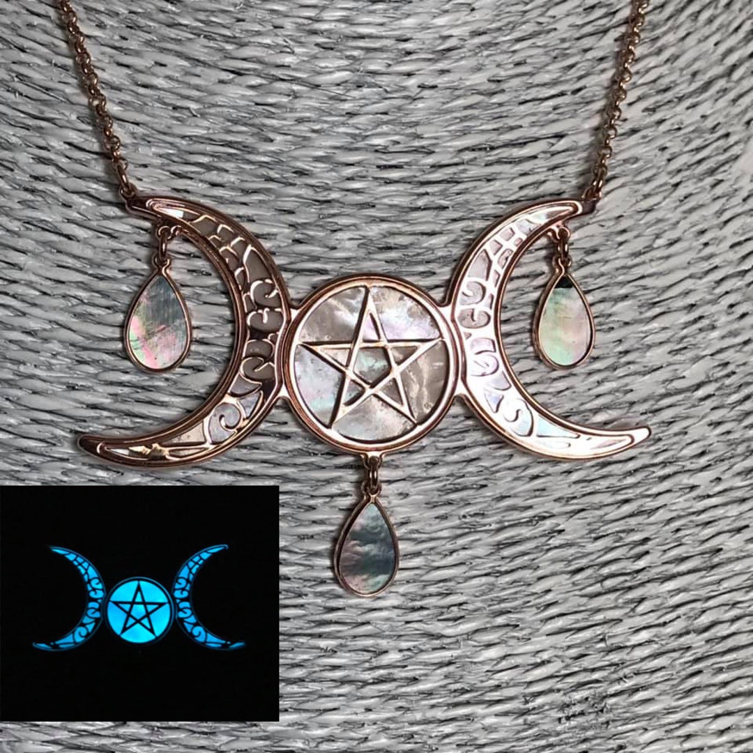 Wicca Three Moons 18 Carat Rose Gold on 925 Silver Sterling. Sacred ...