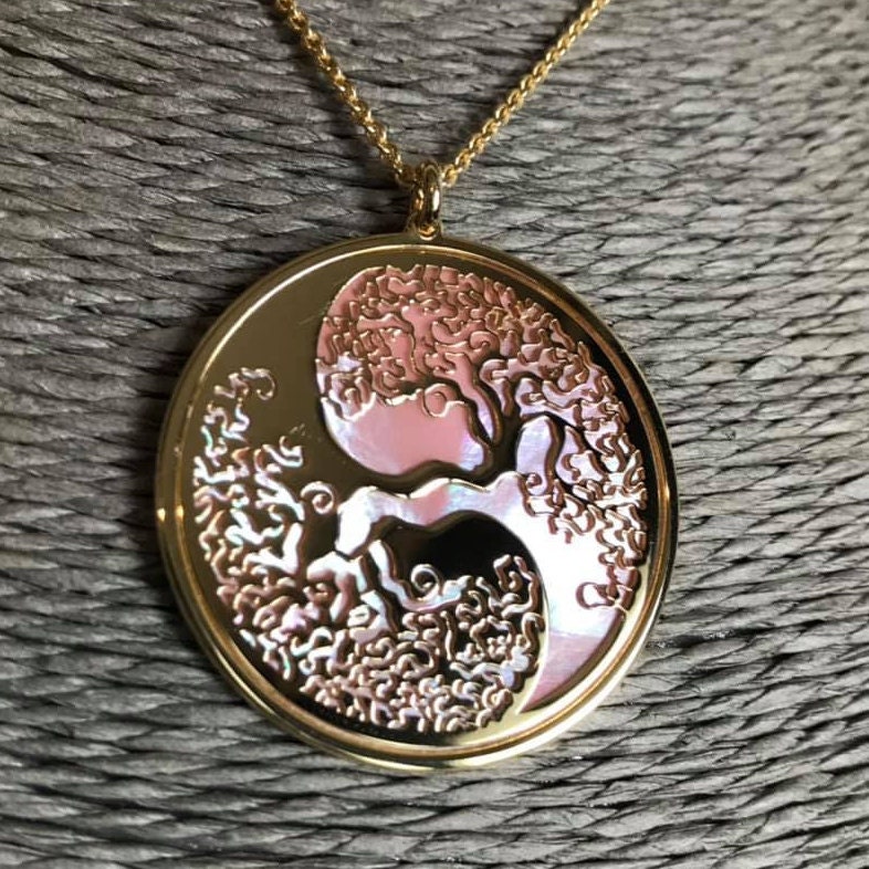 Tao Tree of Life in 24 carat gold on 925 silver and rose | Etsy