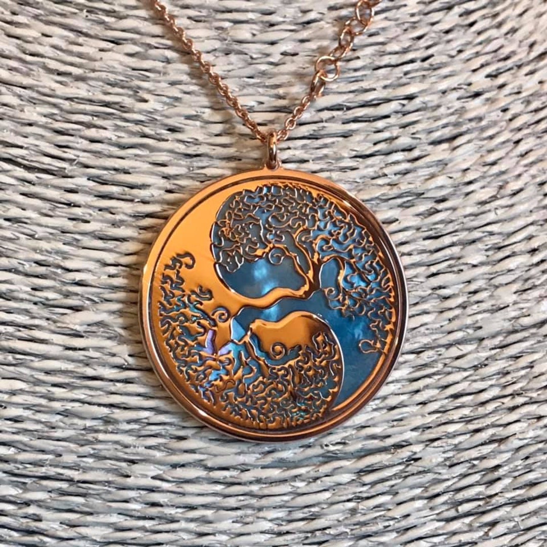 Tao Tree of Life in Rose Gold on 925 Silver and Rose Mother of Pearl ...
