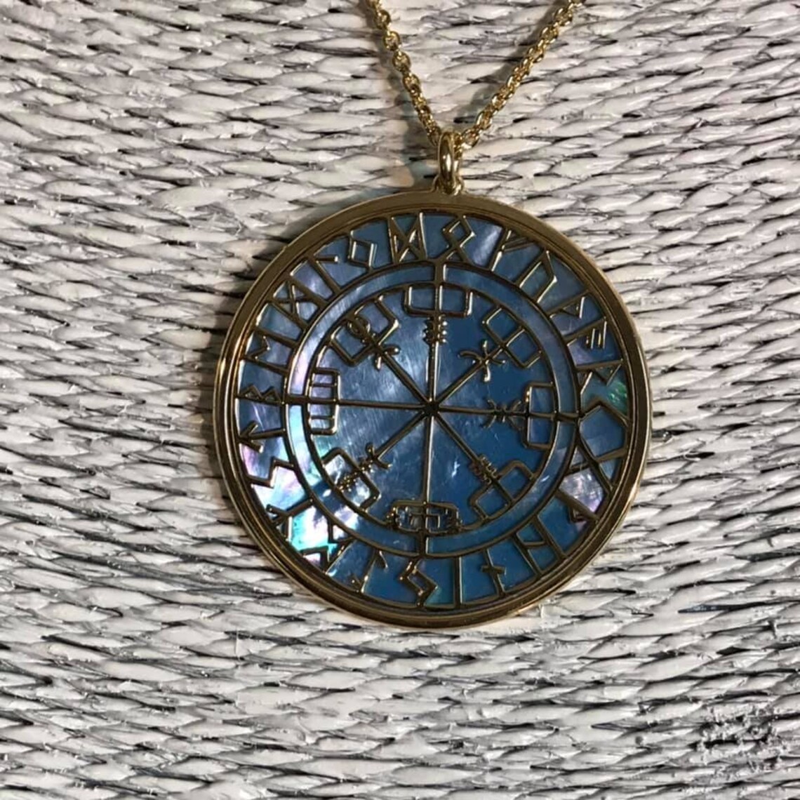 Runic Compass in 24 Carat Gold on 925 Silver and Blu Mother of - Etsy ...